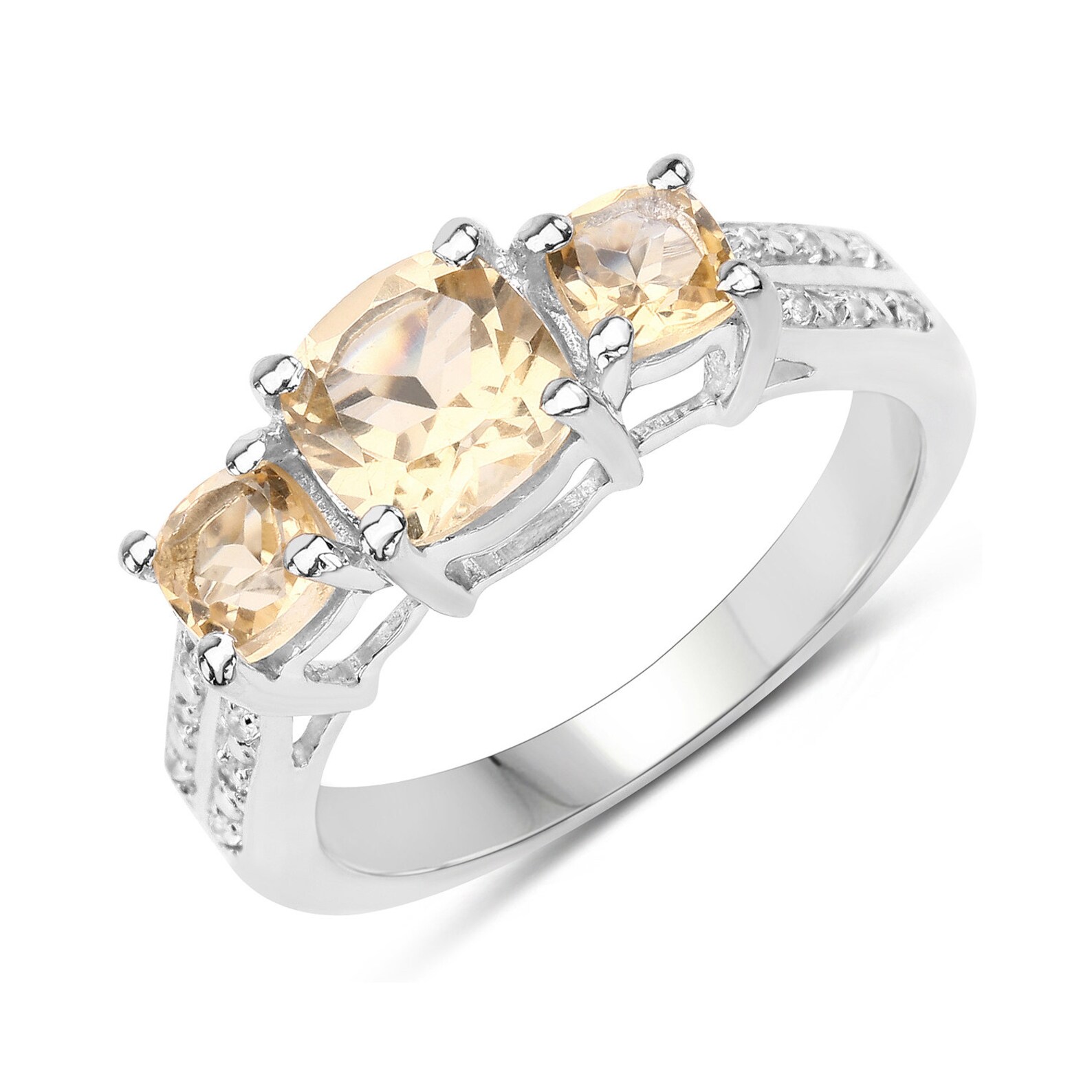 Citrine Ring, Natural 3 Stone Citrine Cushion Cut Ring, Engagement ...