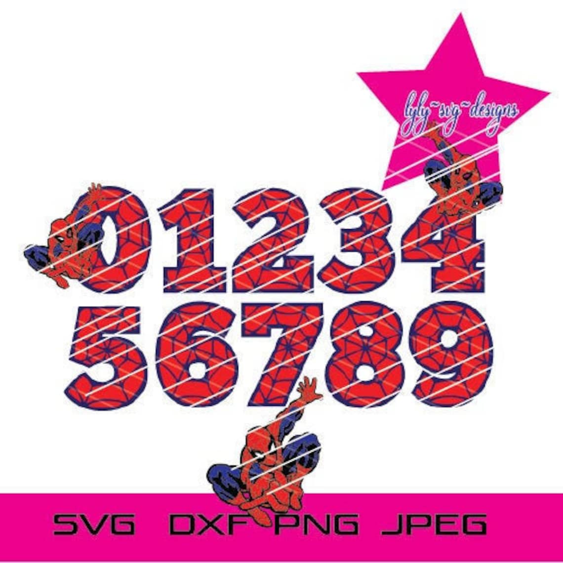 Spiderman Web Numbers 0-9 for T-shirts and Birthday Party in SVG,DXF ...