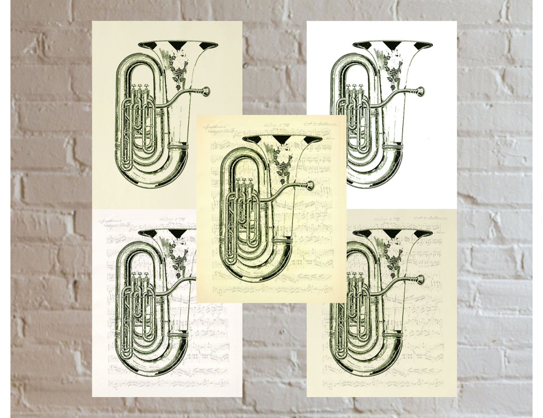 Band Instrument Upright Tuba Vintage Drawing. Great Musical Instrument ...