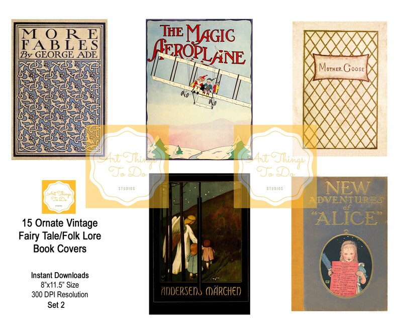 15 Vintage Fairy Tale Folk Lore Book Cover Digital Images for Craft Art ...