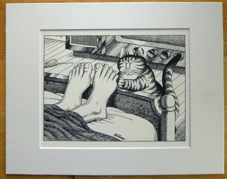 B. Kliban Cat Vintage Cat Art Print, Playful Cat Tickling Feet of ...