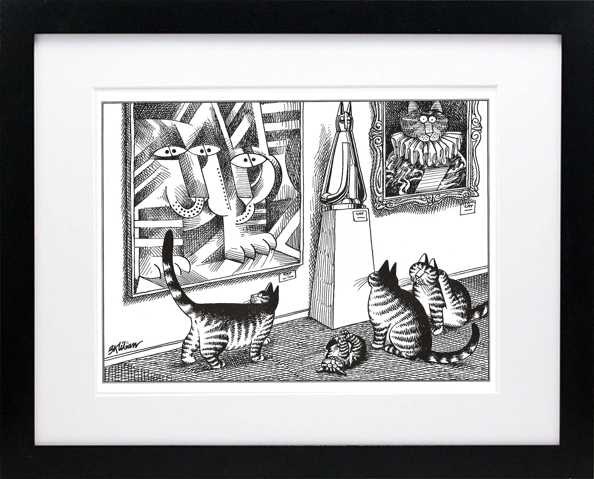 B. Kliban Vintage Cat Print Art, Cats Looking at Abstract Art at Art ...