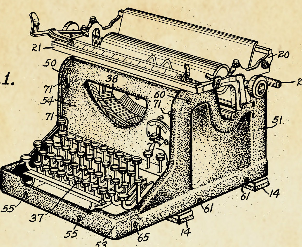 Patent Print, Vintage Typewriter, Vintage Art Print, Antique Typewriter ...