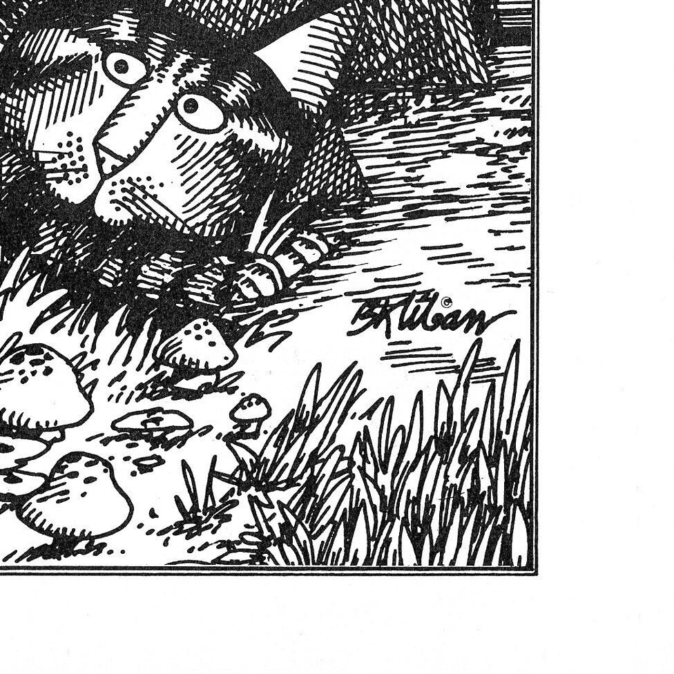 B. Kliban Cat Vintage Print Art, Cat Spying on Easter Bunny in Forest ...
