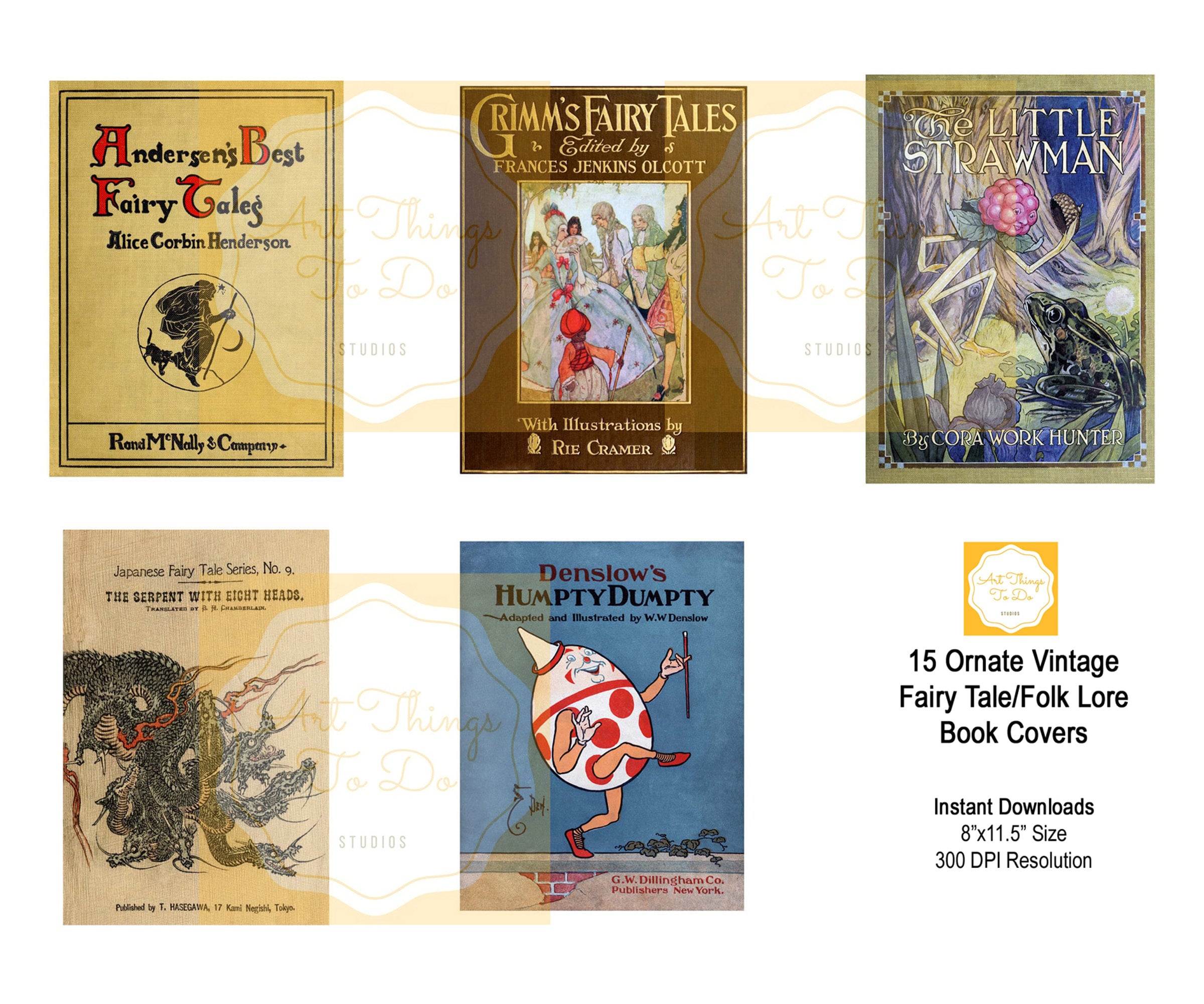 15 Vintage Illustrated Book Covers, Vintage, Junk Journal, Scrapbook ...