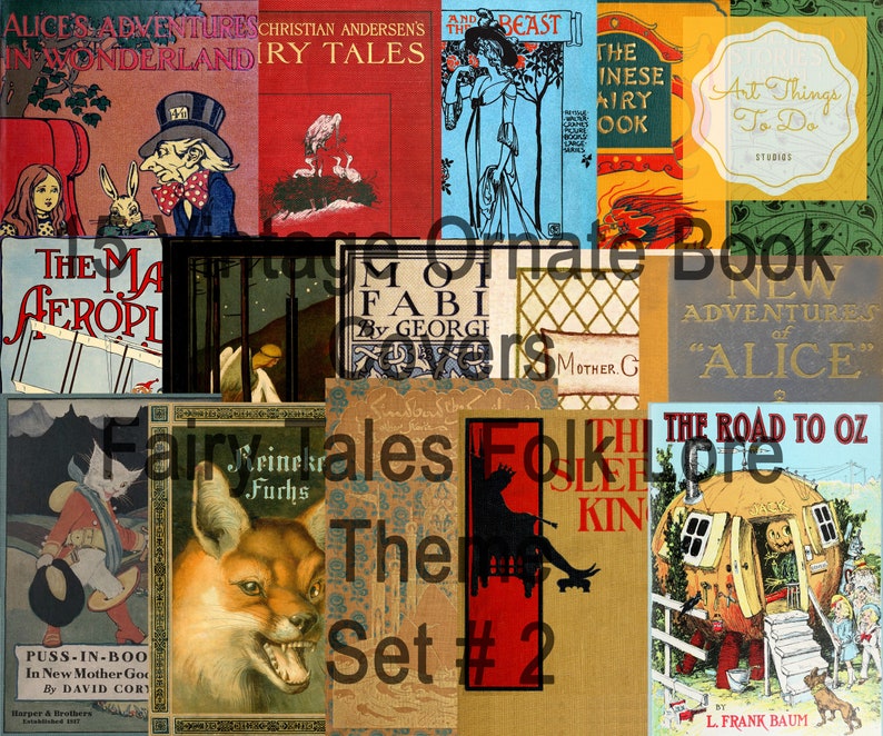 15 Vintage Fairy Tale Folk Lore Book Cover Digital Images for Craft Art ...