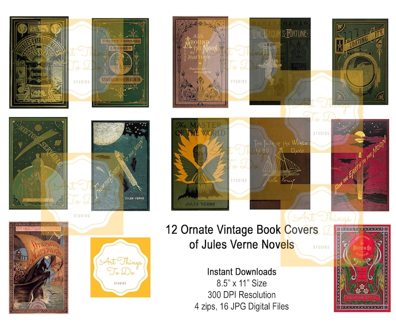 Beautifully Illustrated 12 Vintage Book Covers of Jules Verne Novels ...