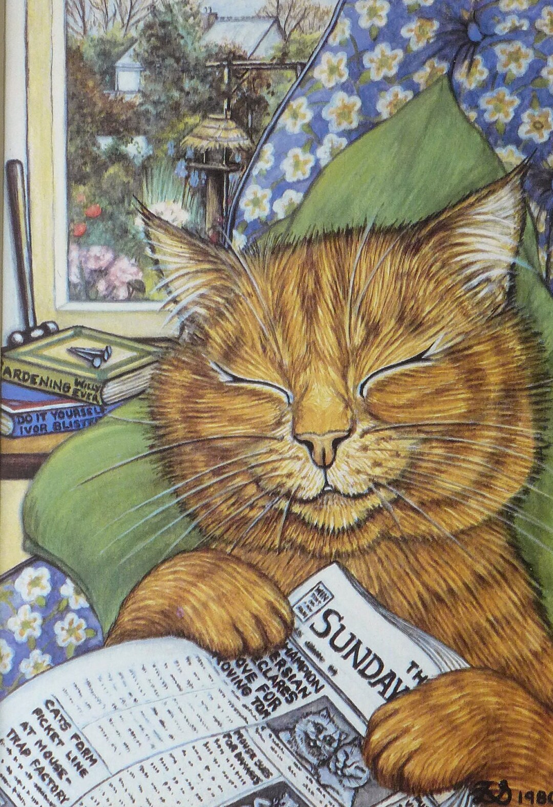 Zoe Stokes Fat Teddy Cat Art, Vintage Cat Print, Cat Artwork, Cat ...