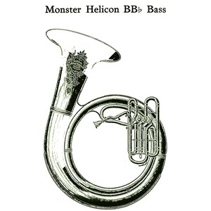 Band Instrument Bass Tuba Drawing. Vintage Musical Instrument Wall Art ...
