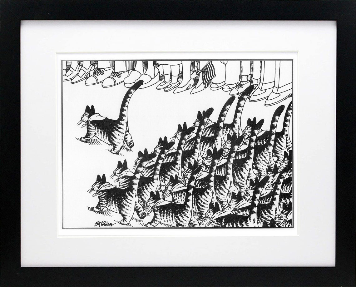 B. Kliban Vintage Cat Print, Cats on Parade Cat Art Print, Cat Print ...