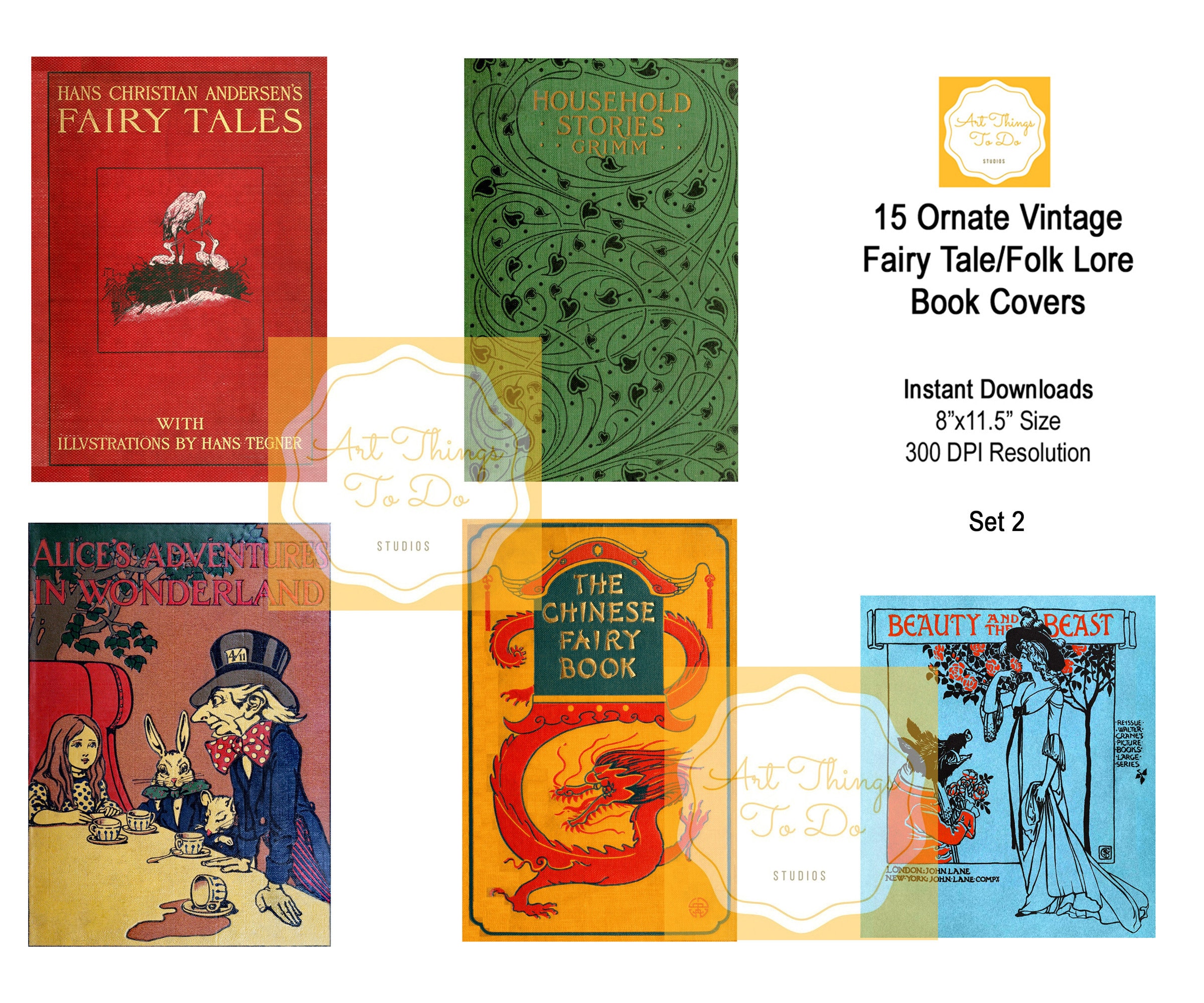 15 Vintage Fairy Tale Folk Lore Book Cover Digital Images for Craft Art ...