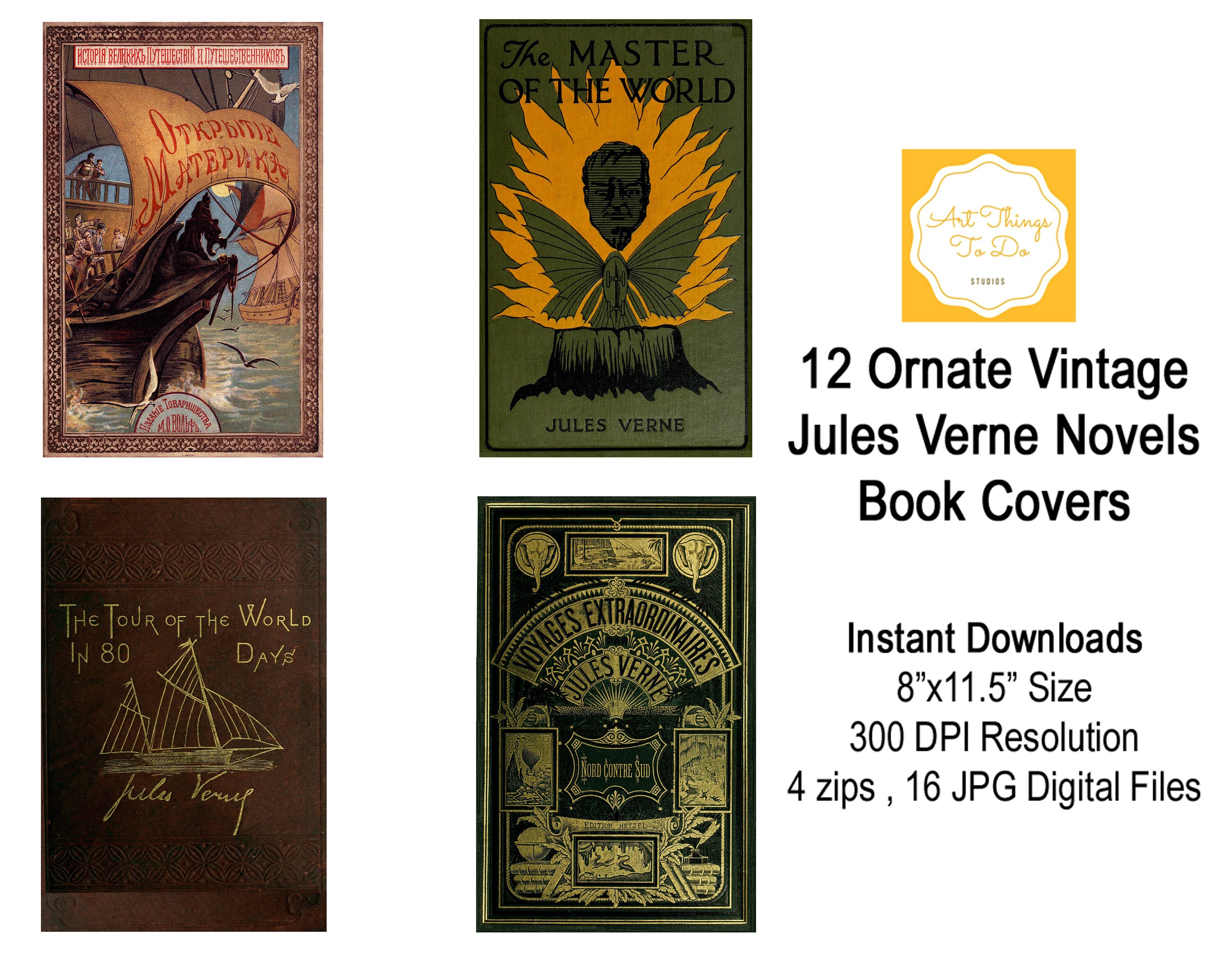 Beautifully Illustrated 12 Vintage Book Covers of Jules Verne Novels ...