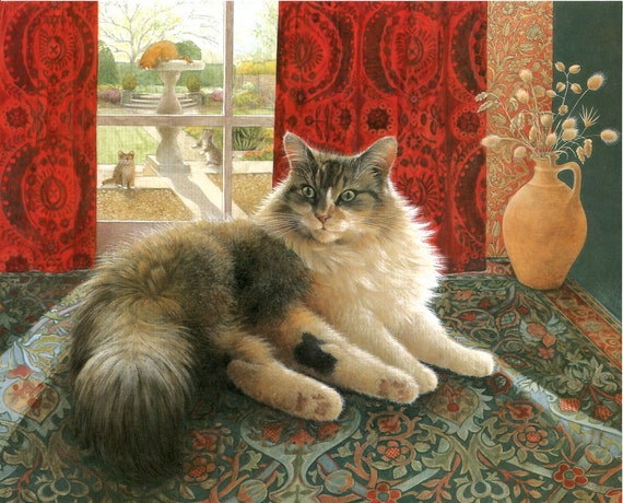 Lesley Anne Ivory Vintage Original Cat Print Cat Artwork Cat - Etsy