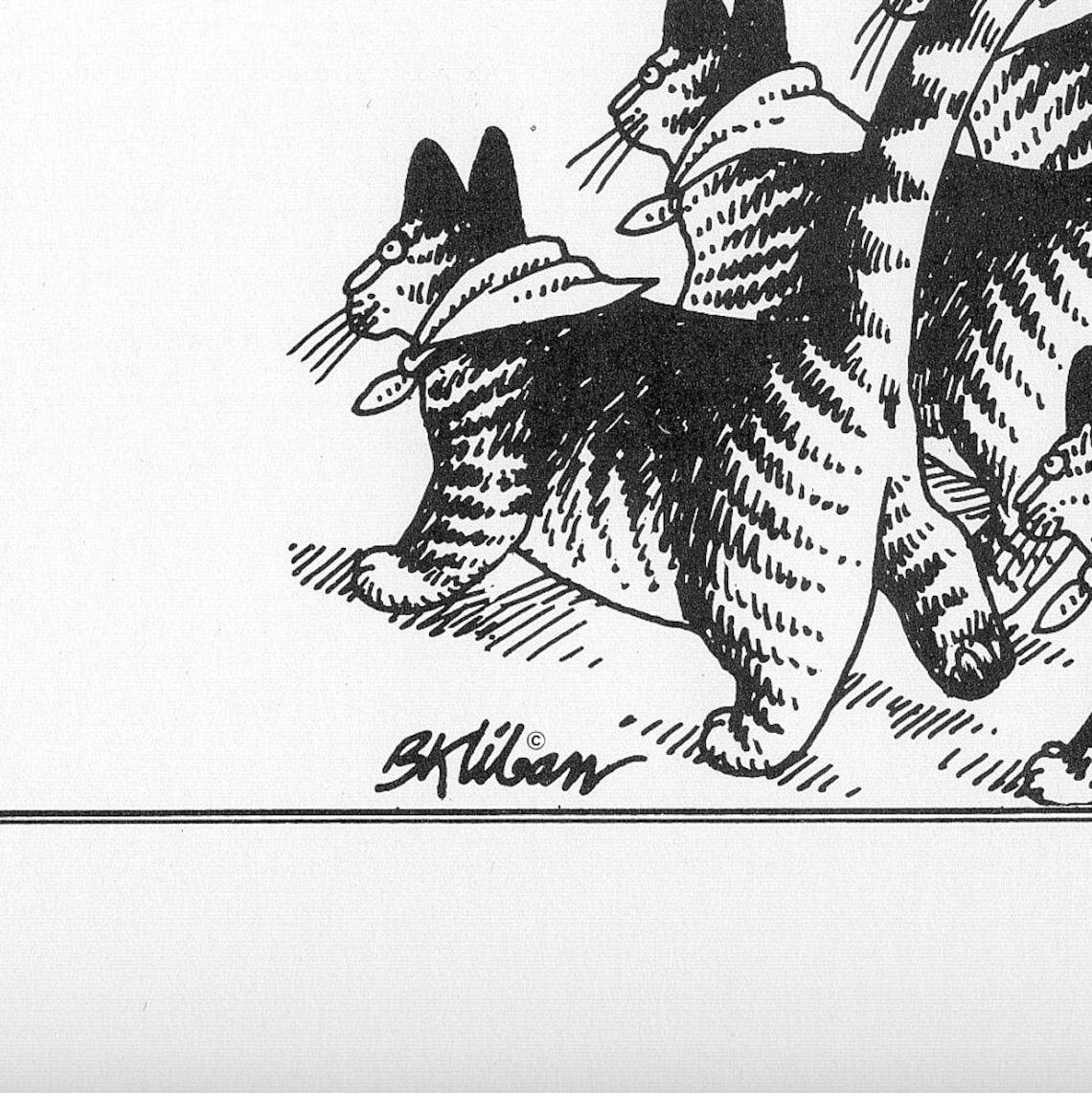 B. Kliban Vintage Cat Print, Cats on Parade Cat Art Print, Cat Print ...