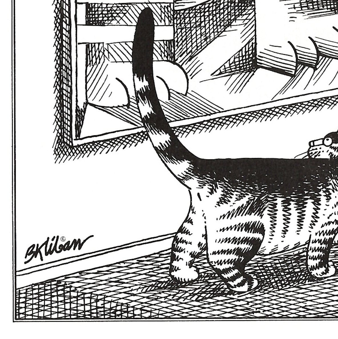 B. Kliban Vintage Cat Print Art, Cats Looking at Abstract Art at Art ...
