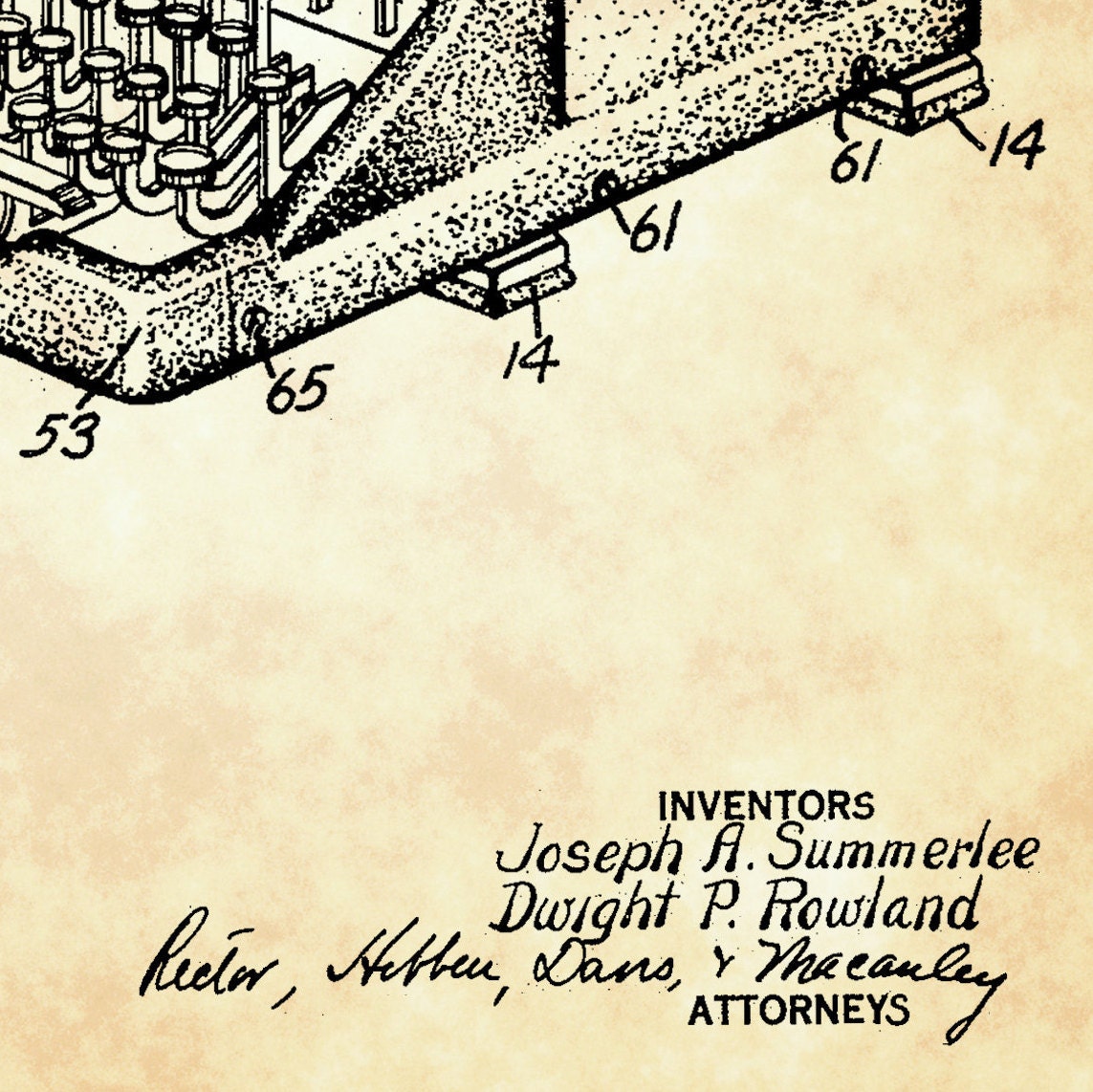 Typewriter Patent Vintage Typewriter Patent Patent Art | Etsy
