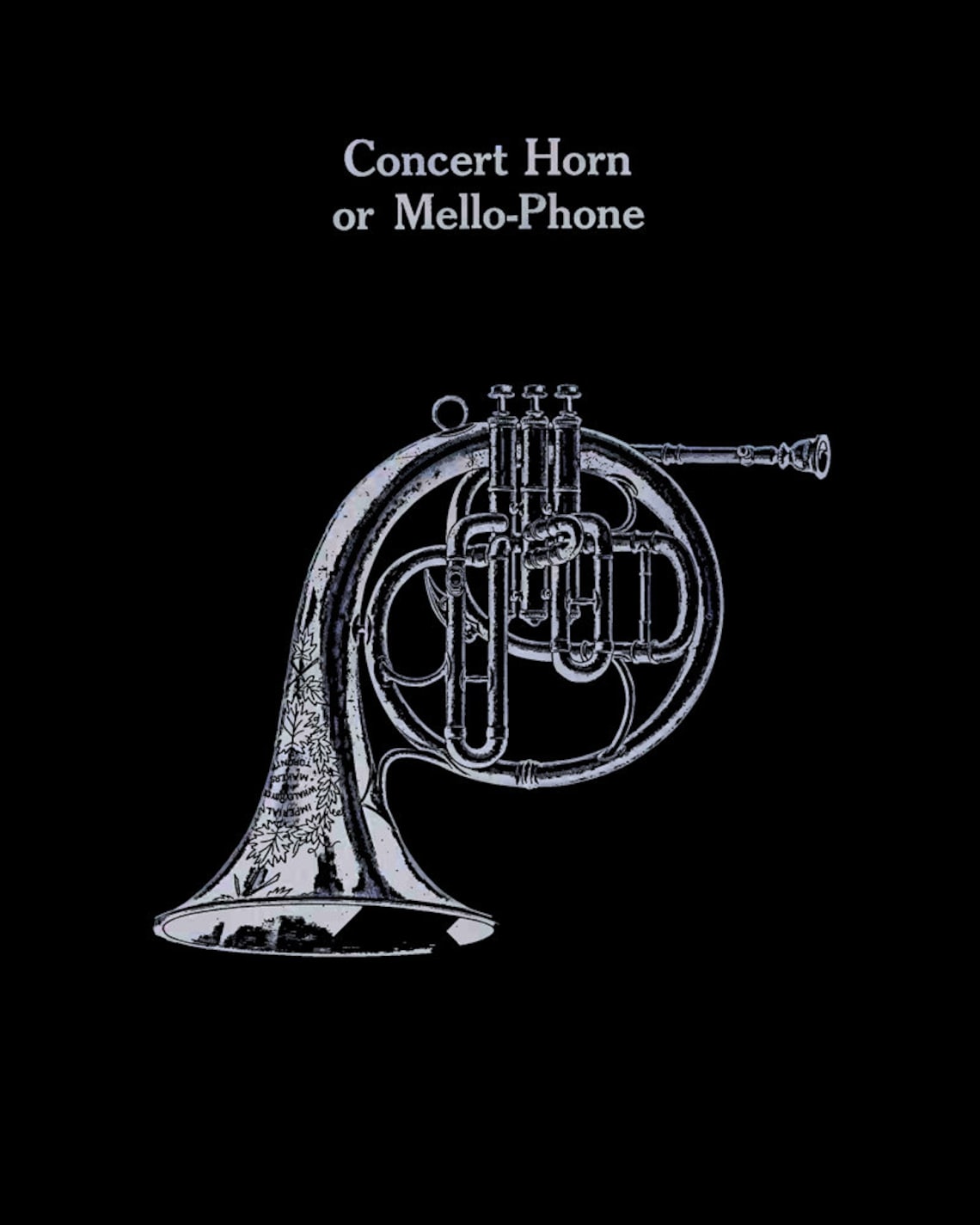 Band Instrument French Horn Drawing. Vintage Musical Instrument Wall ...