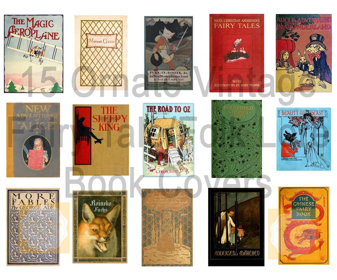 15 Vintage Fairy Tale Folk Lore Book Cover Digital Images for Craft Art ...