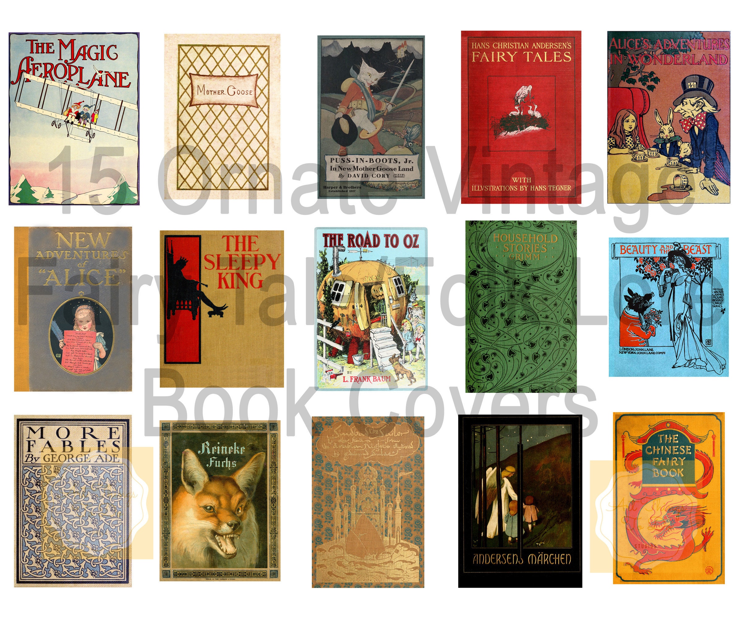 15 Vintage Fairy Tale Folk Lore Book Cover Digital Images for Craft Art ...