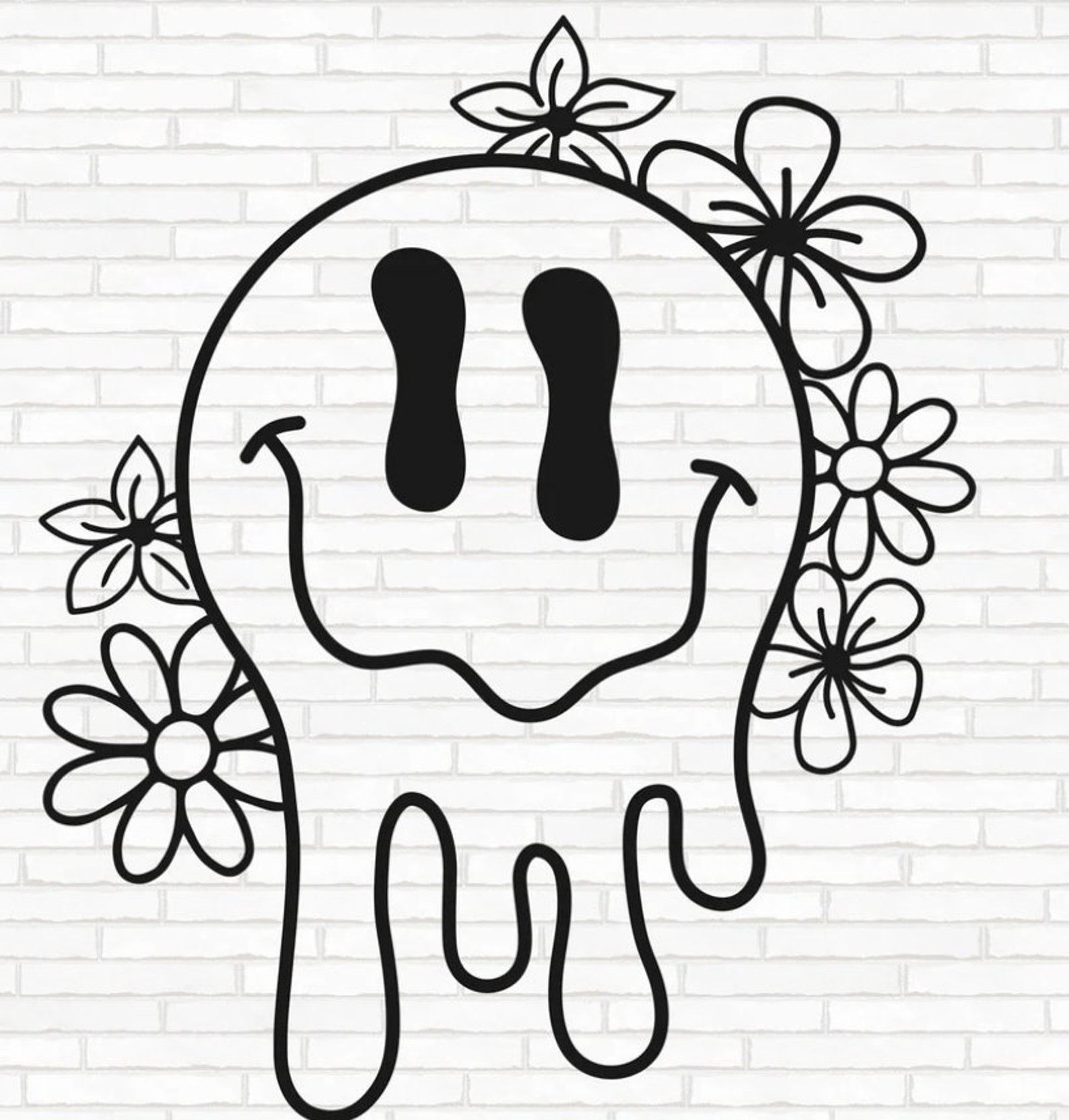 Drippy Smiley SVG, Melted Face Svg, Happy Face Drip Svg, Melting Smiley ...