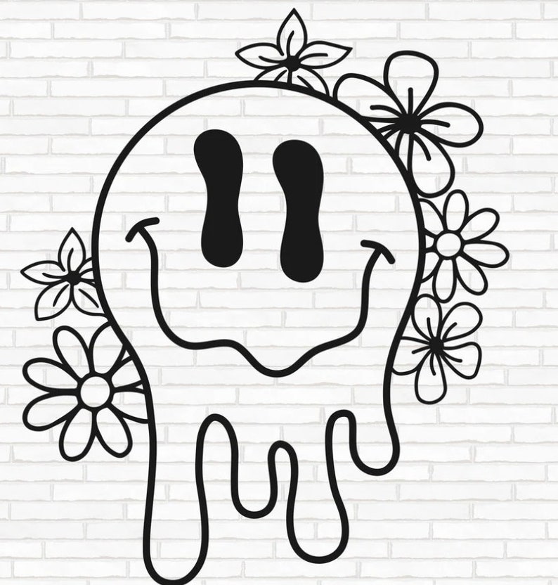 Drippy Smiley SVG, Melted Face Svg, Happy Face Drip Svg, Melting Smiley ...