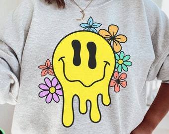 Drippy Smiley SVG, Melted Face Svg, Happy Face Drip Svg, Melting Smiley ...
