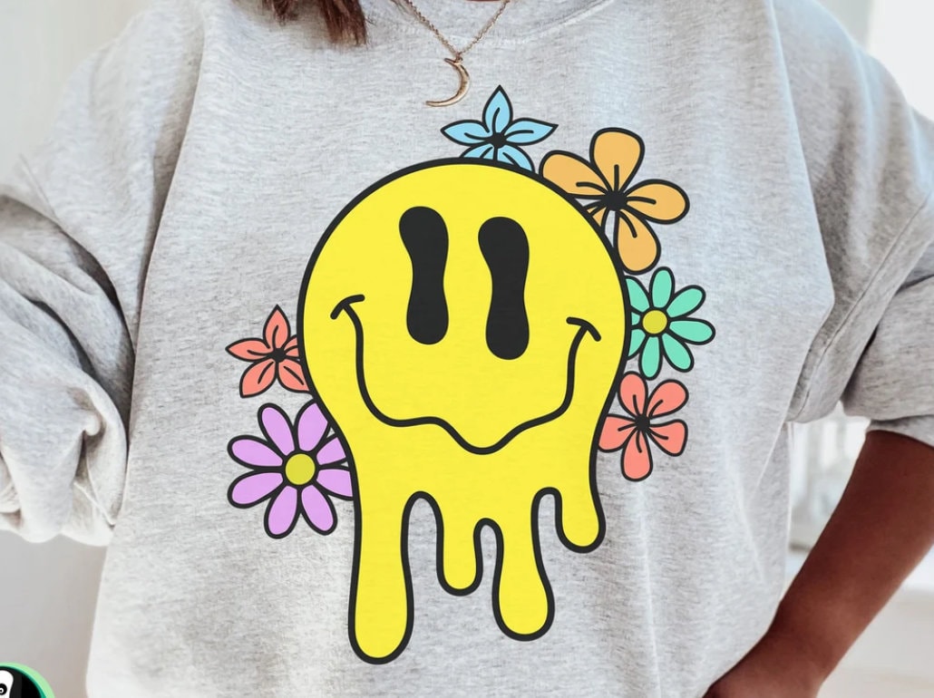 Drippy Smiley SVG, Melted Face Svg, Happy Face Drip Svg, Melting Smiley ...