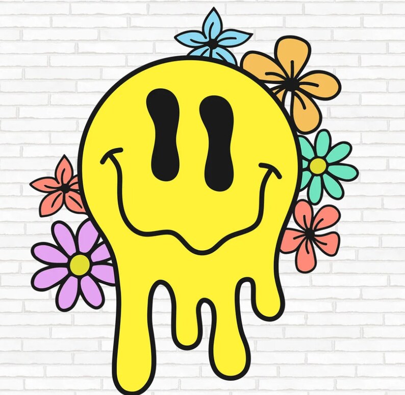 Drippy Smiley SVG, Melted Face Svg, Happy Face Drip Svg, Melting Smiley ...