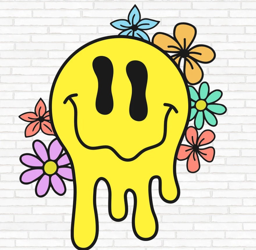 Drippy Smiley SVG, Melted Face Svg, Happy Face Drip Svg, Melting Smiley ...