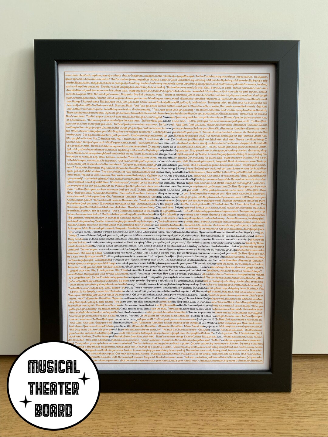 Hamilton Poster Alexander Hamilton Lyrics Musical Poster Format A4 // 8 ...