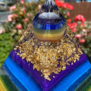 Seven Chakra Sphere Pyramid, Home Decor, Centerpiece, Crystal Art - Etsy