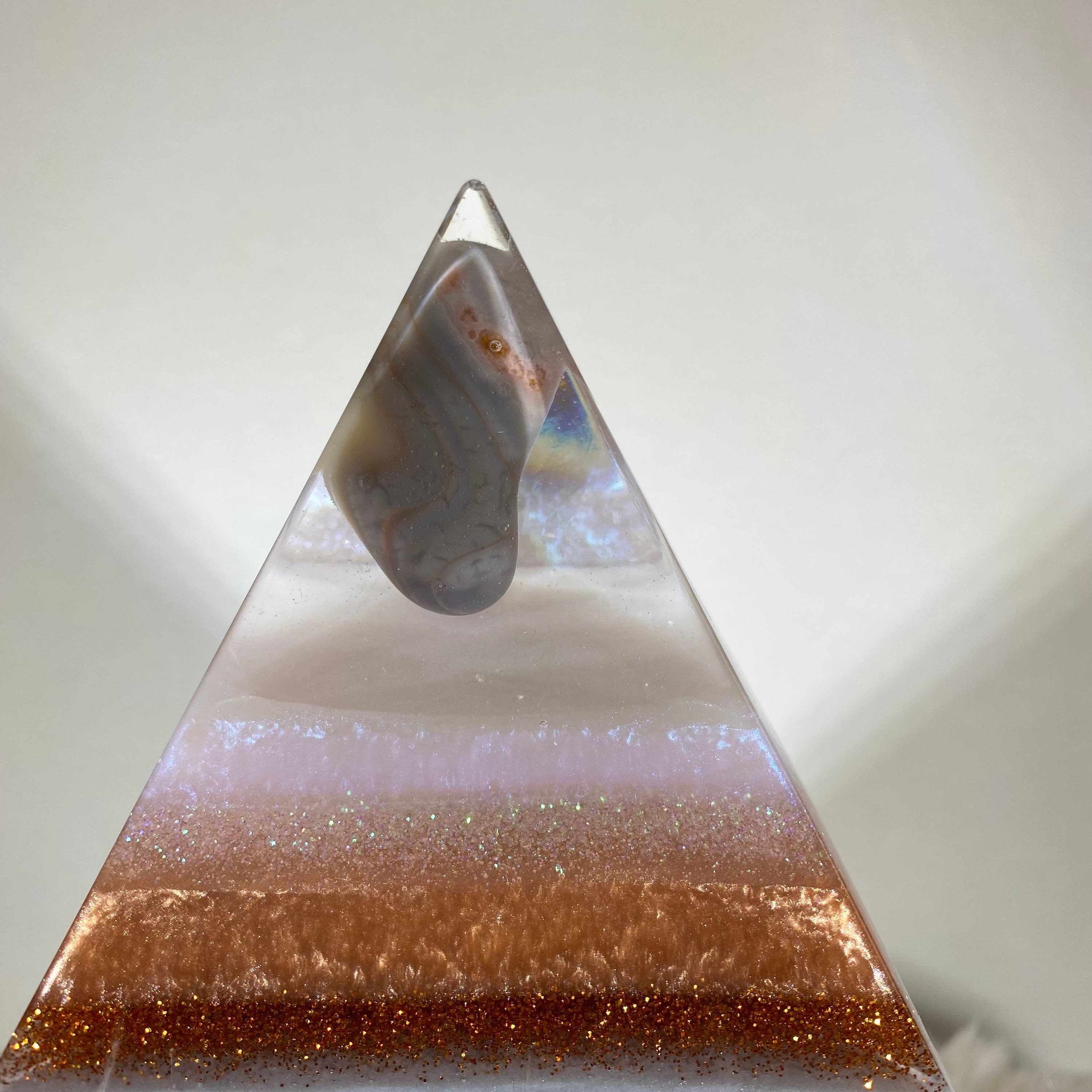 Pink Botswana Agate Stone Pyramid Home Decor Resin Pyramid | Etsy