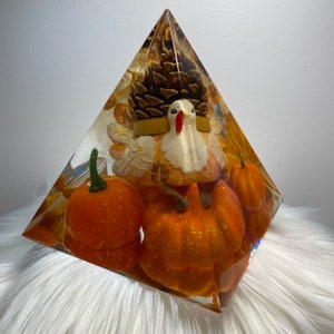 Thanksgiving Turkey Pyramid With Pumpkins and Pine Cones, Home Decor ...