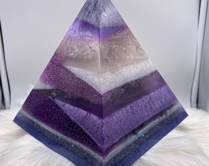 Purple and White Geometric Pyramid, Home Decor, Gifts for Her, Purple ...