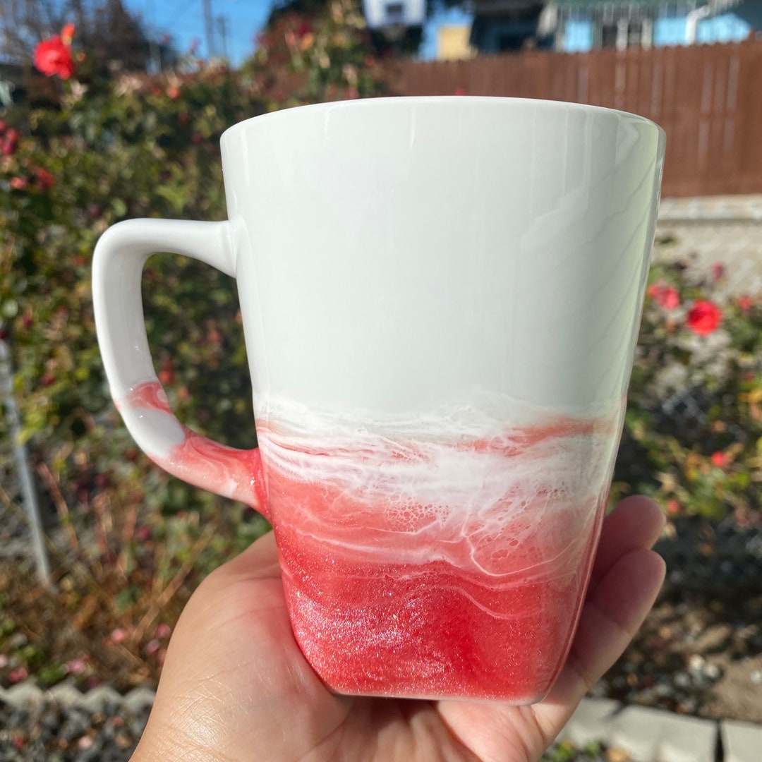 Pink Ceramic Mug With Handle - Etsy