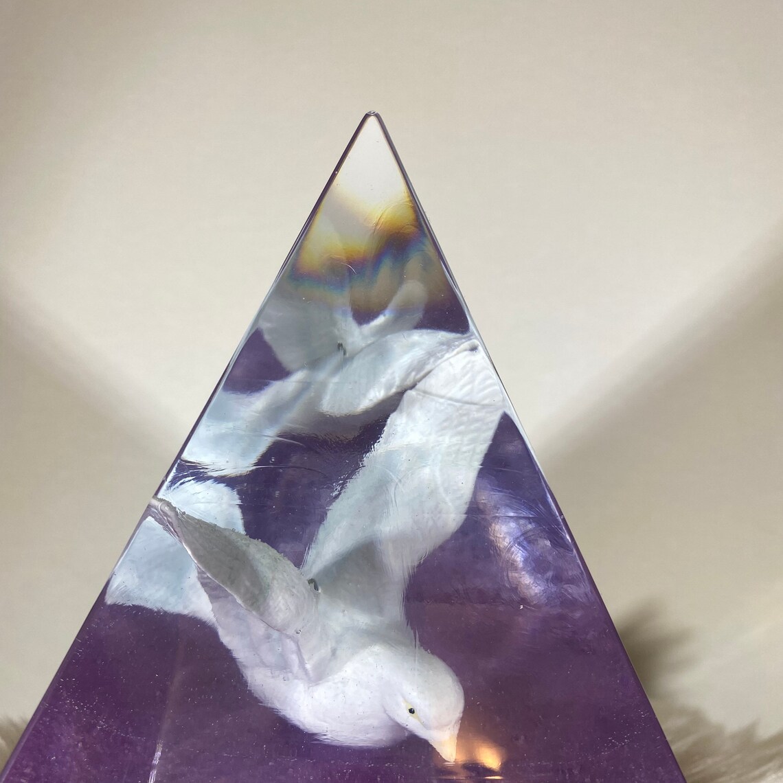 Purple Dove Pyramid Resin Pyramid Home Decor | Etsy
