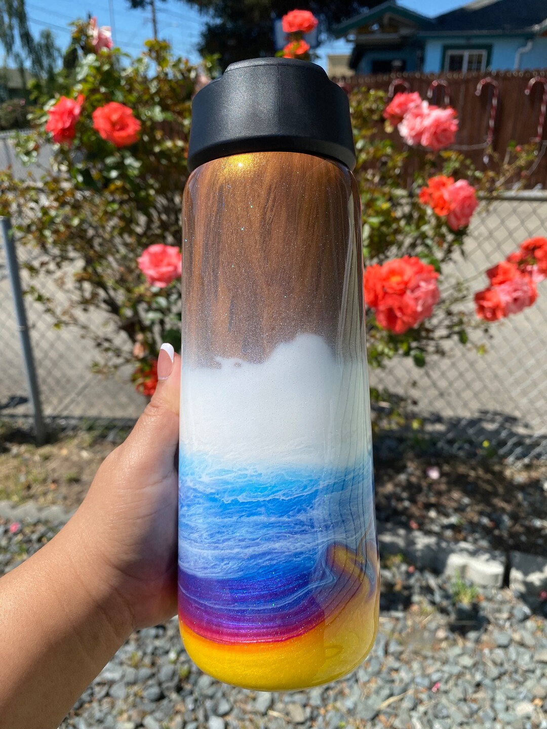Sunset Themed Wooden Resin Water Bottle 25 Oz - Etsy