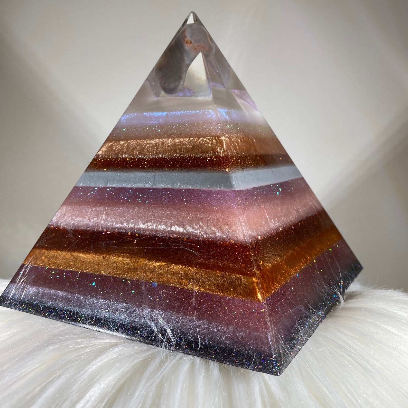 Pink Botswana Agate Stone Pyramid Home Decor Resin Pyramid | Etsy