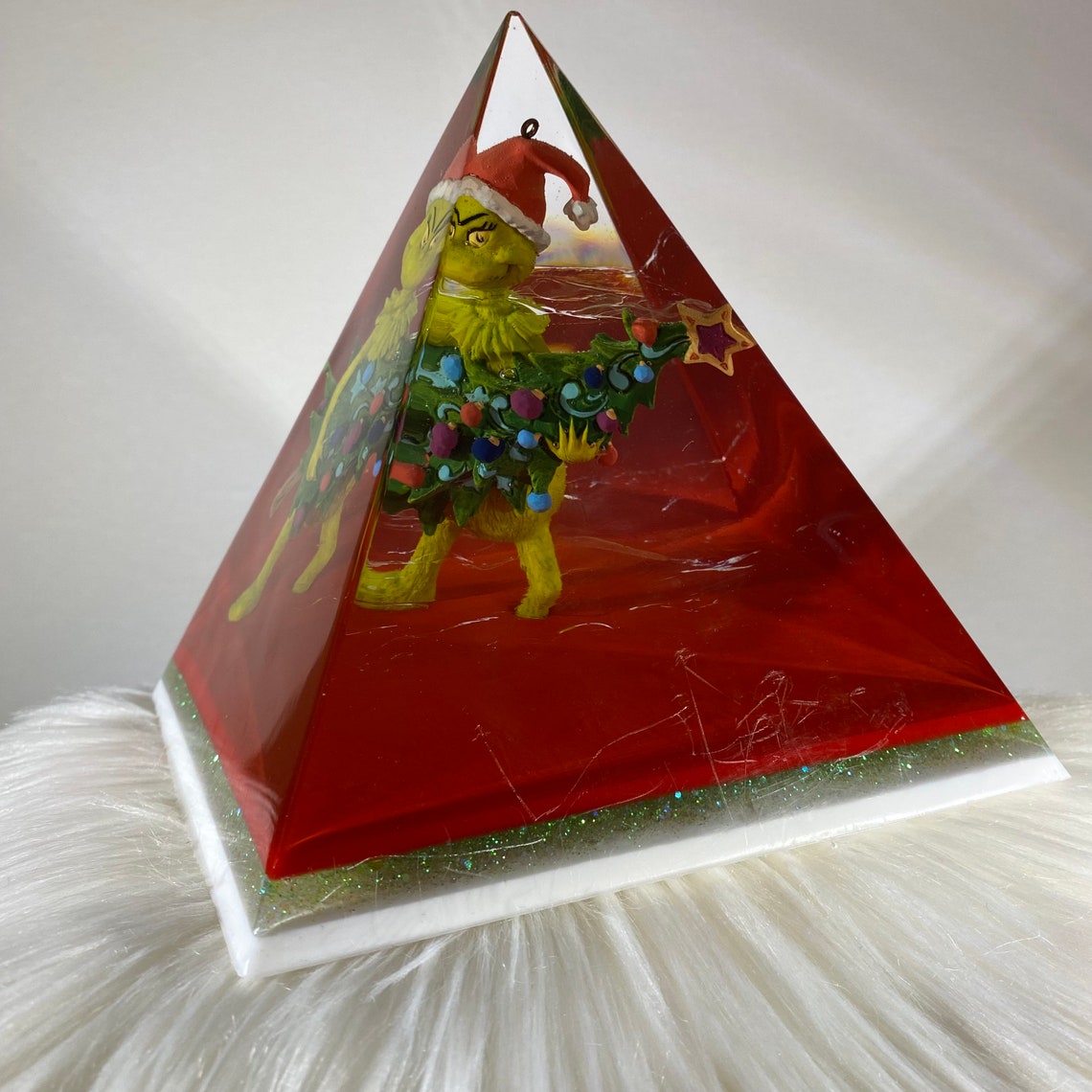Grinch With Tree Pyramid Resin Pyramid Christmas Decorations | Etsy
