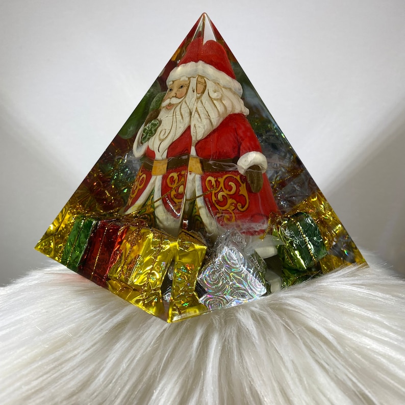 Santa Pyramid Christmas Decorations Resin Pyramid - Etsy