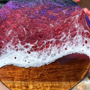 Set of 4 Burgundy, Purple and Black Dark Round Wooden Coasters - Etsy