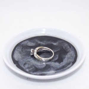 Black and Silver Round Ring Dish, Black Ring Dish, Silver Ring Dish ...