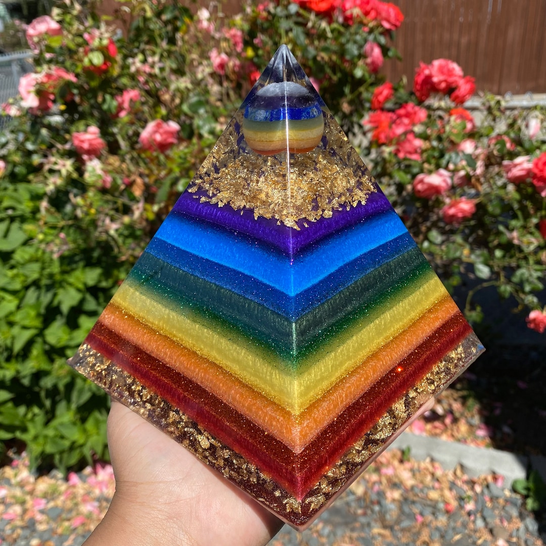 Seven Chakra Sphere Pyramid, Home Decor, Centerpiece, Crystal Art - Etsy