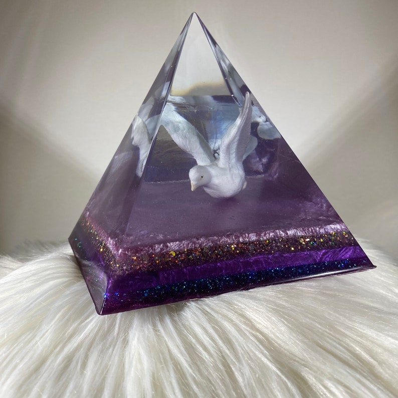Purple Dove Pyramid Resin Pyramid Home Decor | Etsy