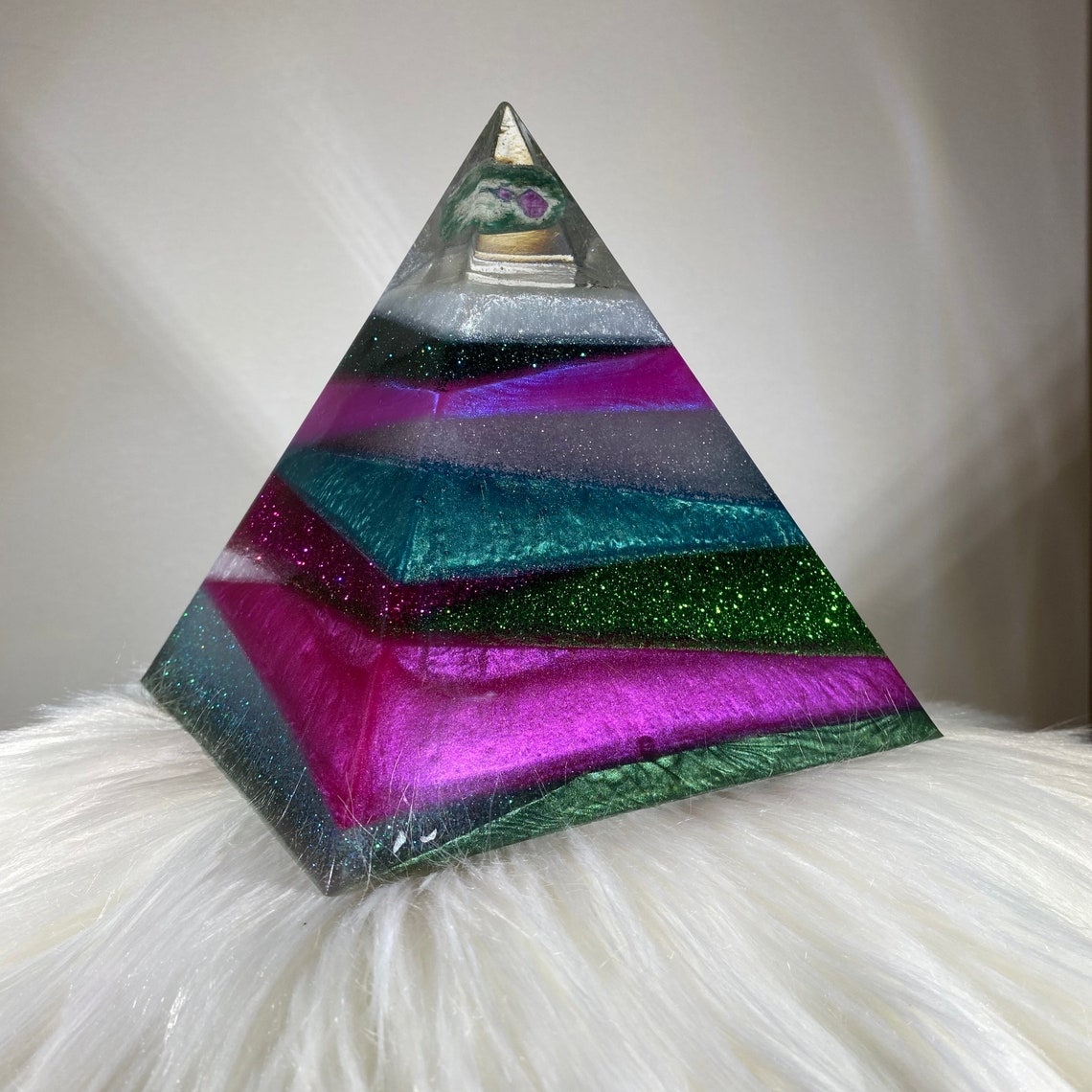 Ruby in Fuchsite Stone Pyramid Home Decor Resin Pyramid - Etsy