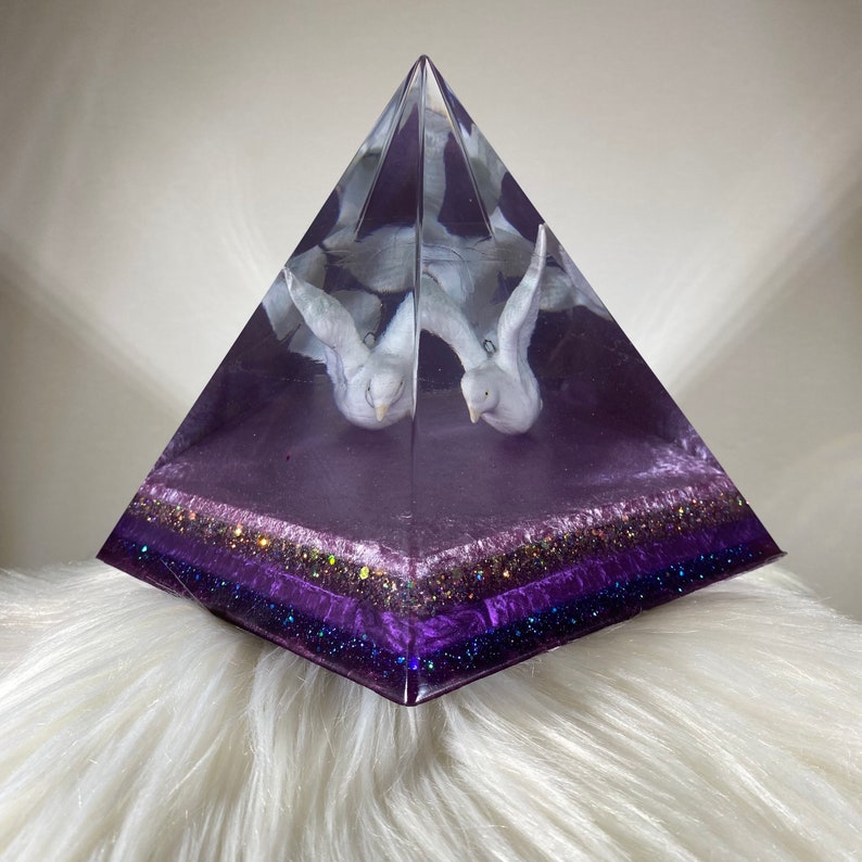 Purple Dove Pyramid Resin Pyramid Home Decor | Etsy