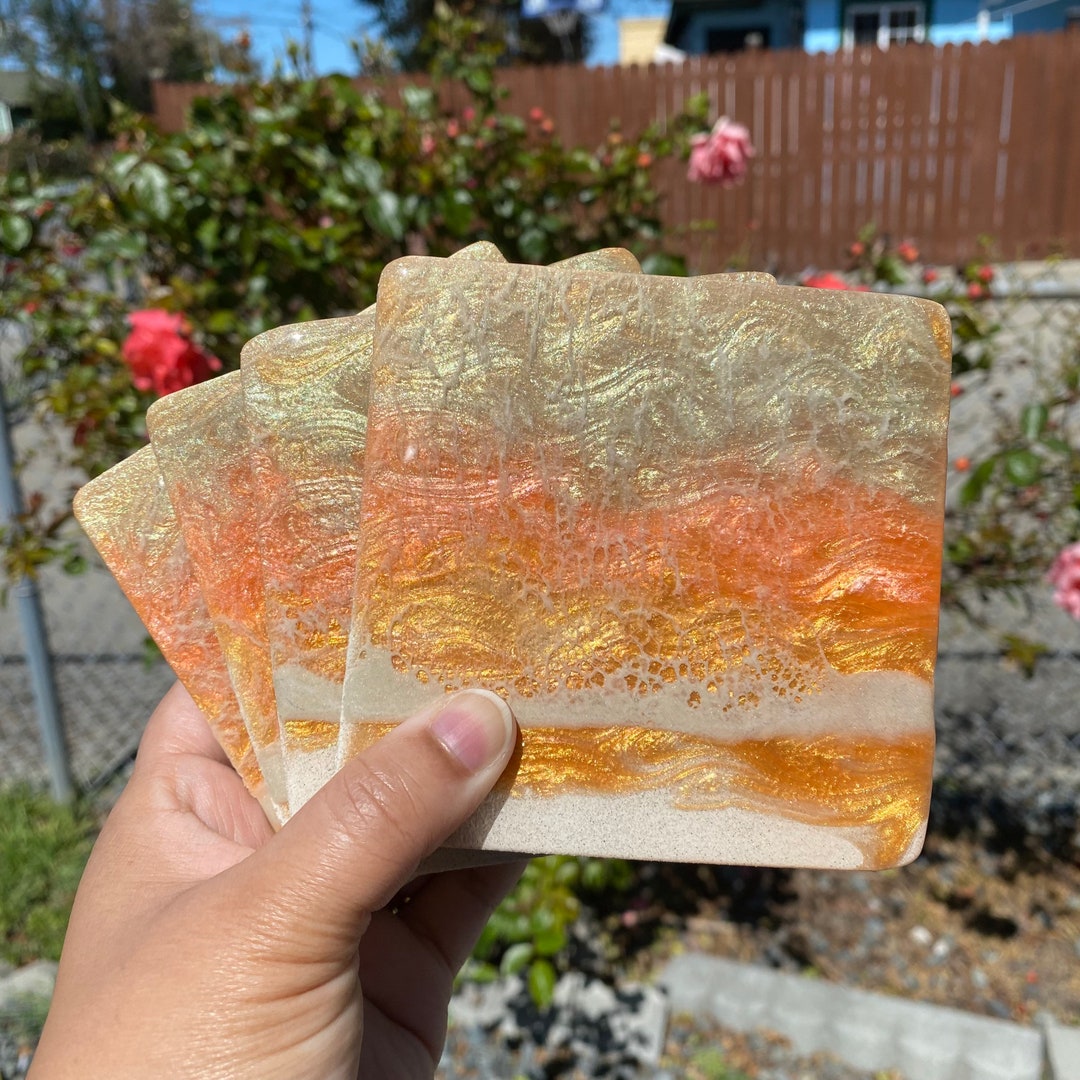 Set of 4 Earthy Tones Square Wooden Coasters - Etsy