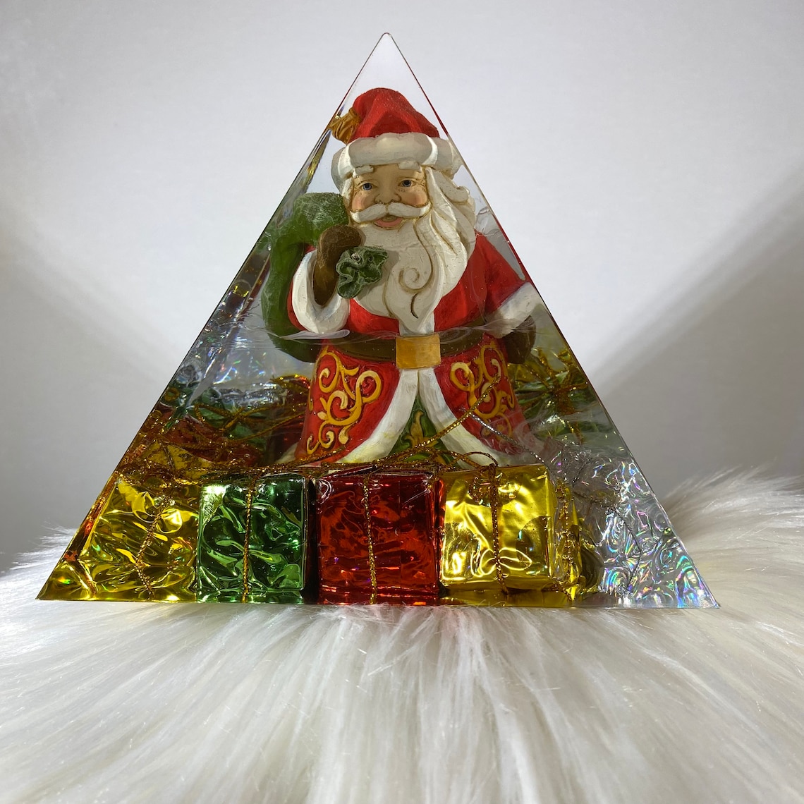Santa Pyramid Christmas Decorations Resin Pyramid - Etsy