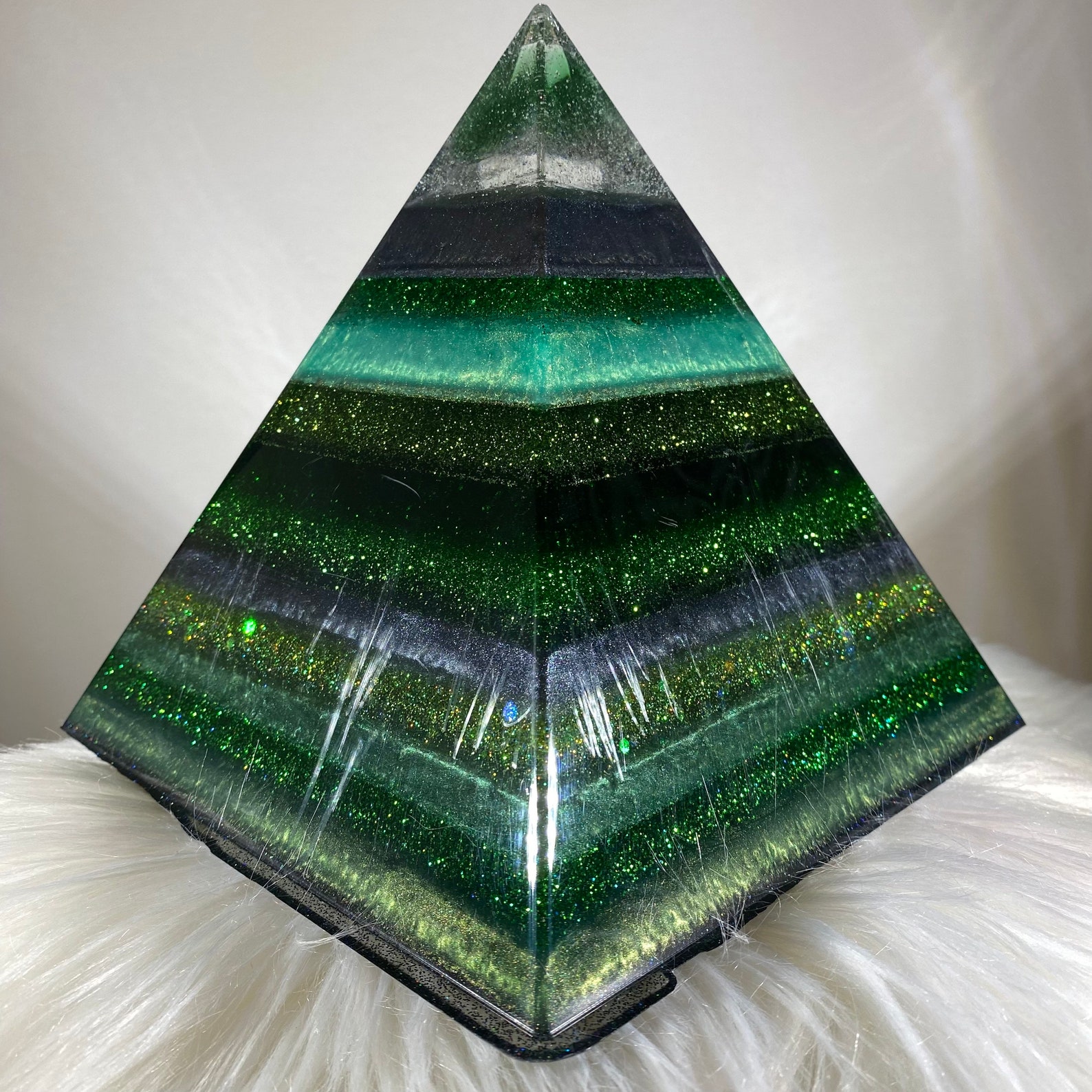 Green Obsidian Stone Pyramid, Home Decor, Resin Pyramid - Etsy
