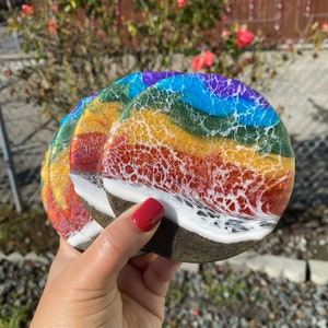 Set of 4 Rainbow Round Coasters - Etsy